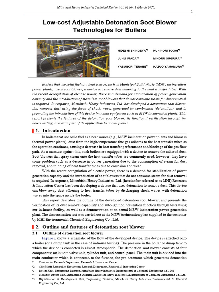 Low-Cost Adjustable Detonation Soot Blower | PDF | Incineration | Boiler