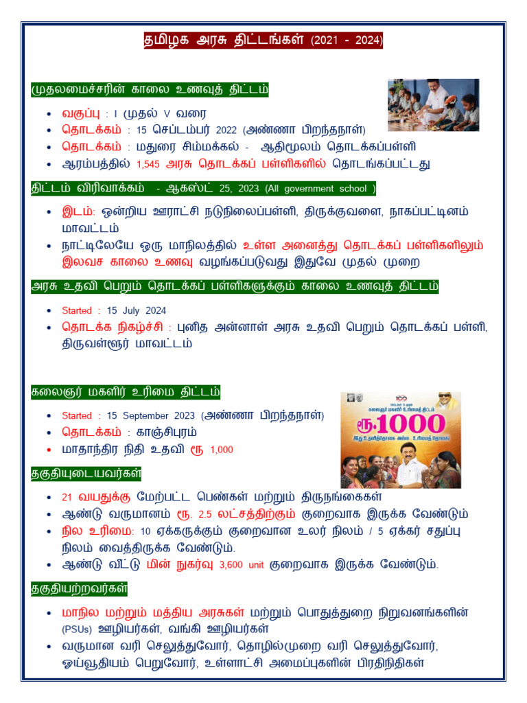 TN Schemes 2021 To 24 | PDF
