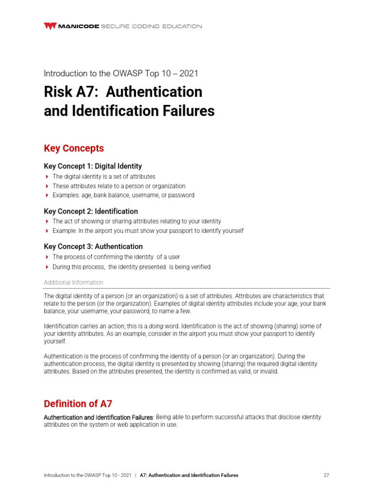 OWASP Top 10: A7 Authentication Failures | PDF | Password | Authentication
