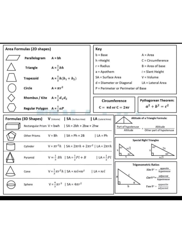 All 3D & 2D Shape Area & Volume Calculation | PDF