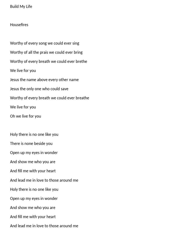 Build My Life: Worship Lyrics | PDF