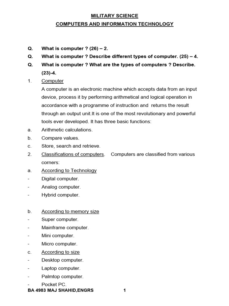 Types and Functions of Computers | PDF | Printer (Computing) | Personal ...