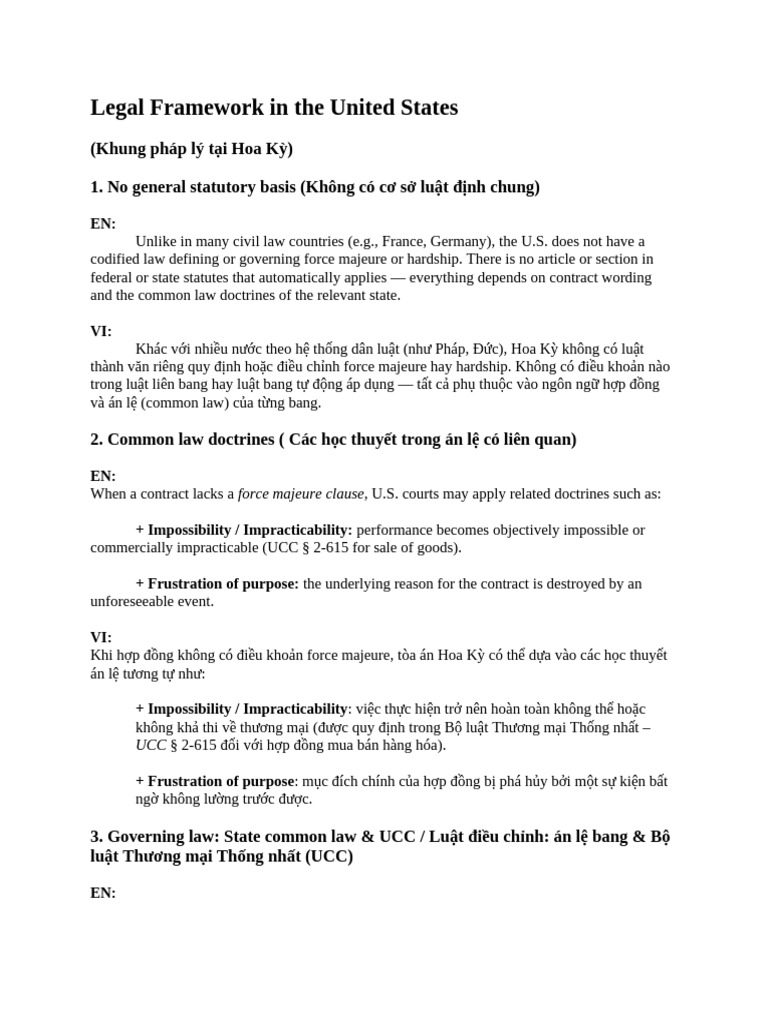 Legal Framework in The United States | PDF