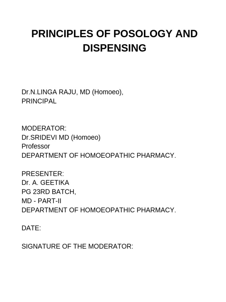 Principles of Homoeopathic Posology | PDF | Tablet (Pharmacy) | Homeopathy