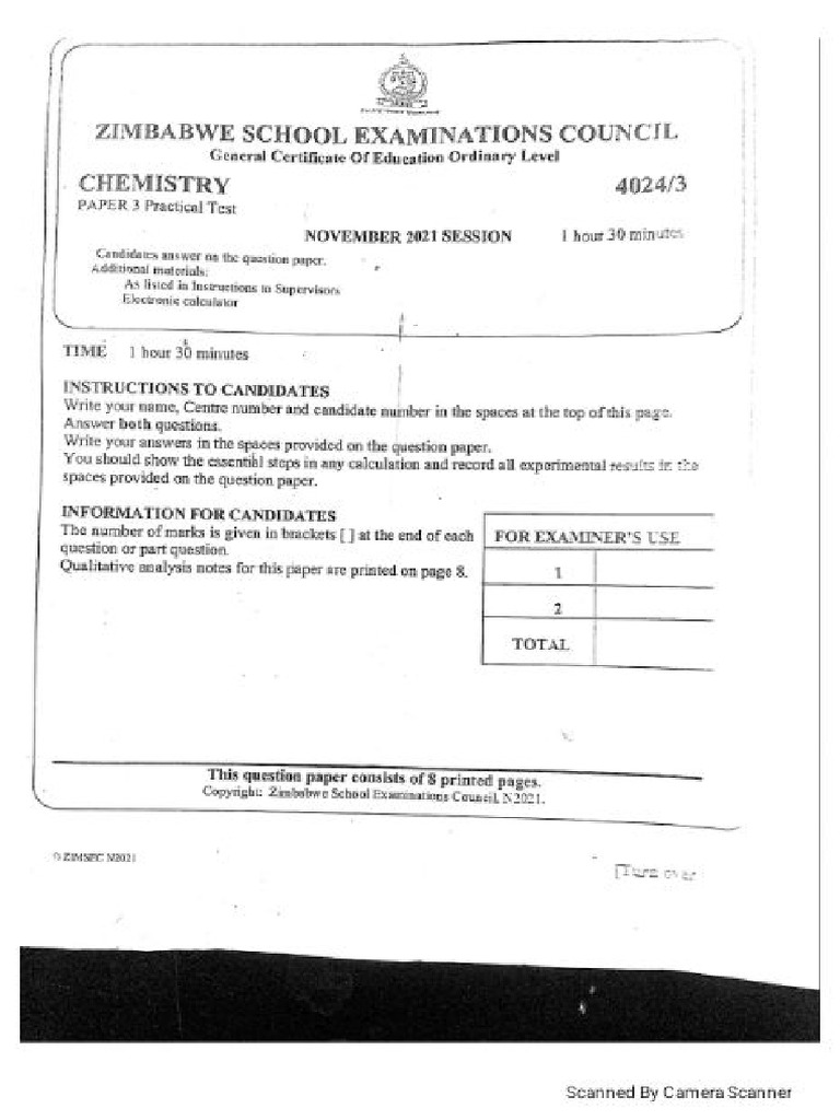 Chem Paper 3 2021 | PDF