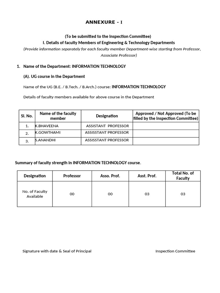 Annexure 2 IT | PDF | Titles | Engineering