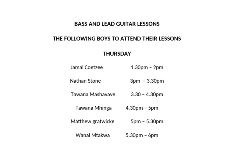 Bass and Lead Guitar Lessons | PDF