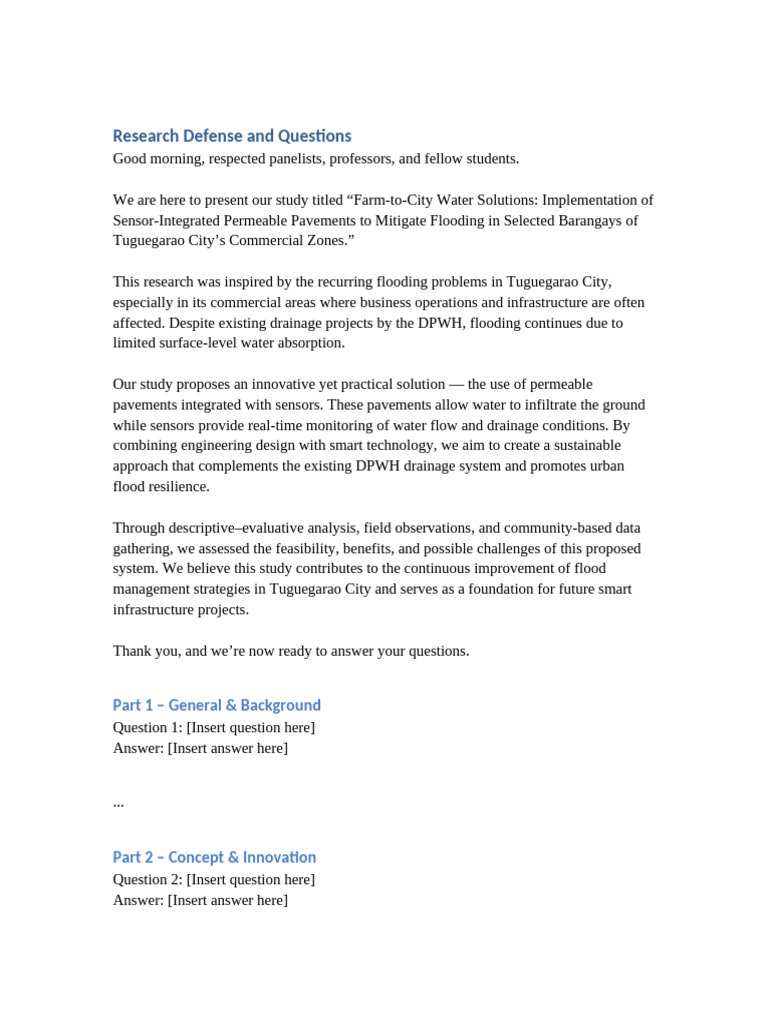 Research Defense and Questions | PDF