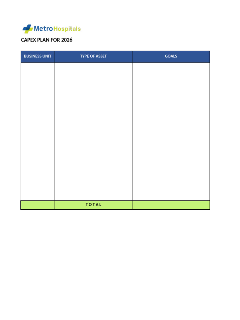 Template - Capex 2026 (1) | PDF | Balance Sheet | Capital (Economics)