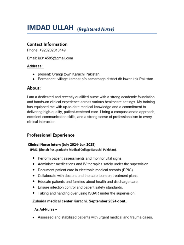 Imdad CV | PDF