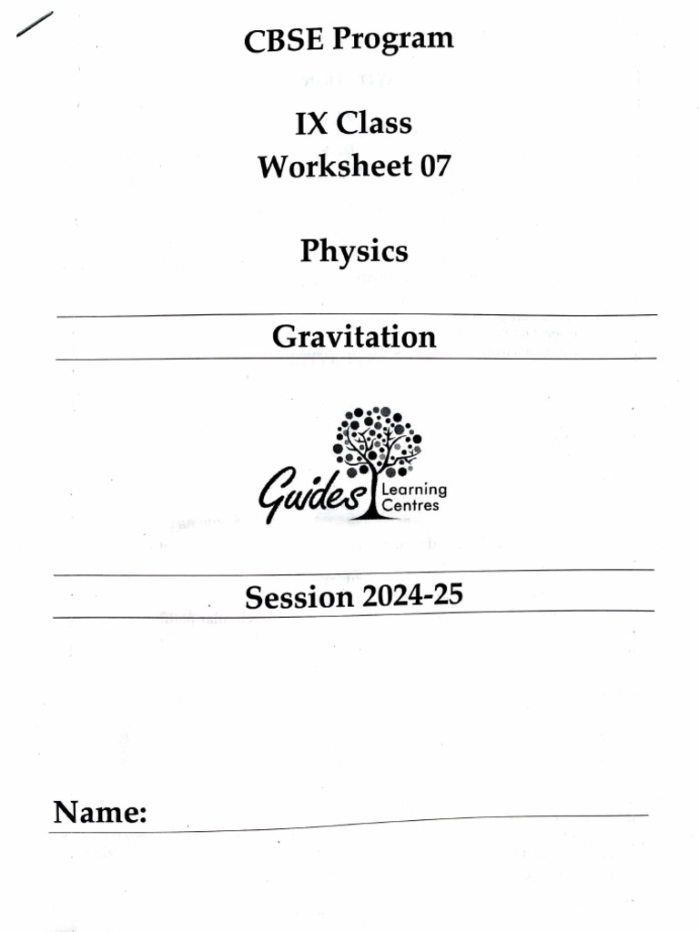 Class 9 Gravitation Worksheet - 31093421 | PDF | Force | Newton's Law ...