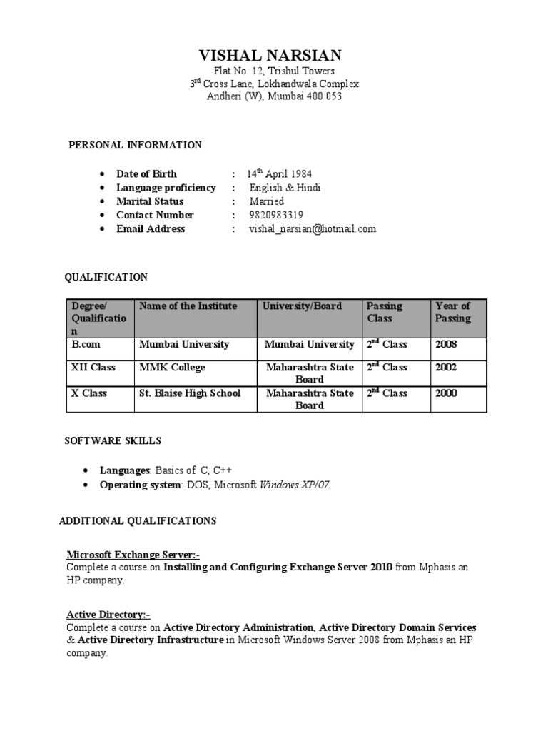 Vishal Resume | PDF | Active Directory | Proxy Server