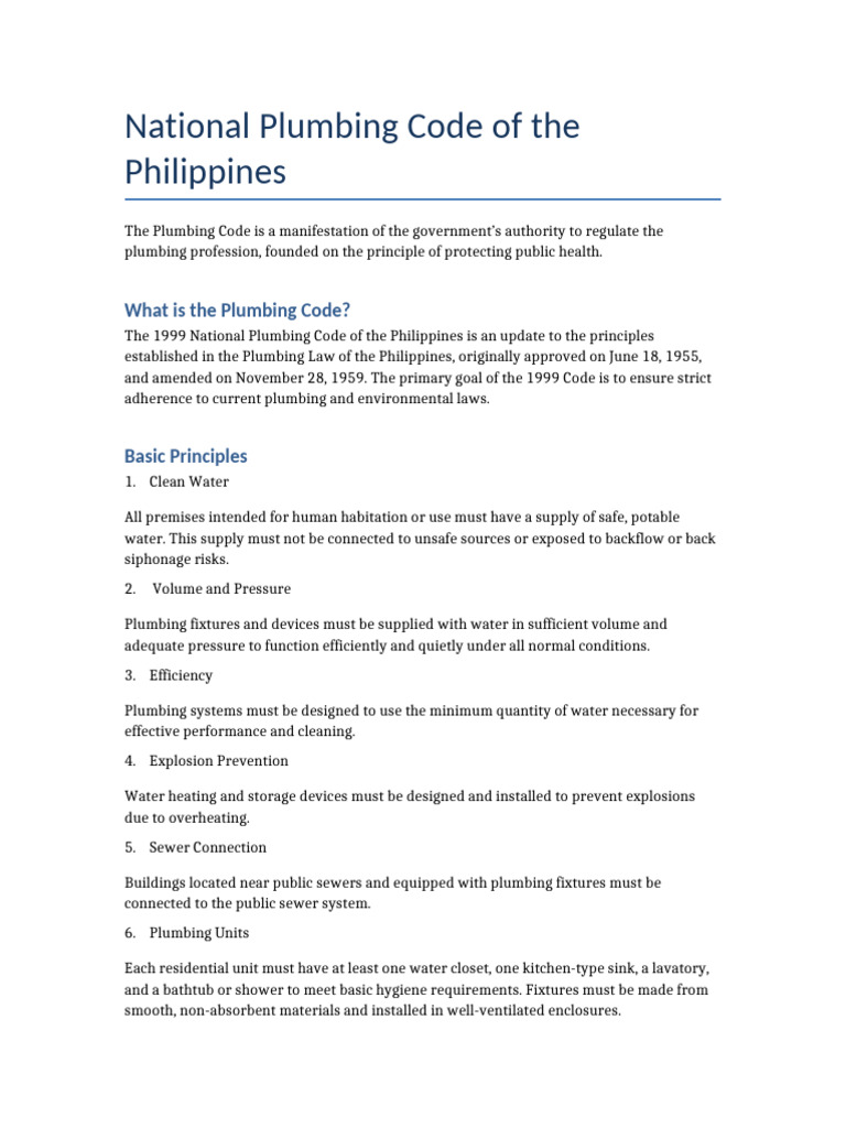 BSD GROUP 3-National Plumbing and Sanitation Code | PDF | Sanitation ...