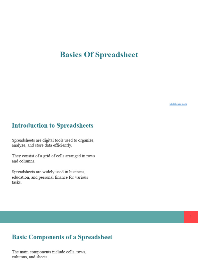 Basics of Spreadsheet With Extra Slide | PDF