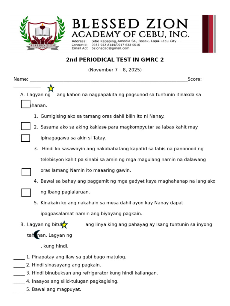 2nd Periodical Test - Grade 2 FINAL | PDF