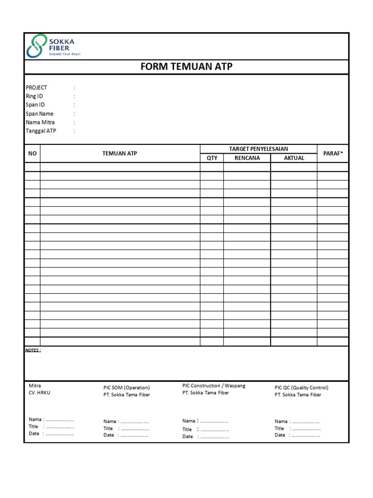 Form Temuan ATP | PDF