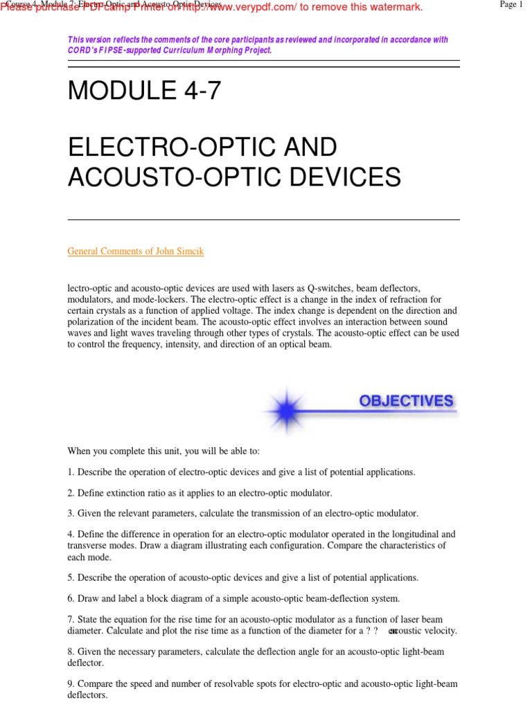 Course 4, Module 7 - Electro-Optic and Acousto-Optic Devices | Download ...