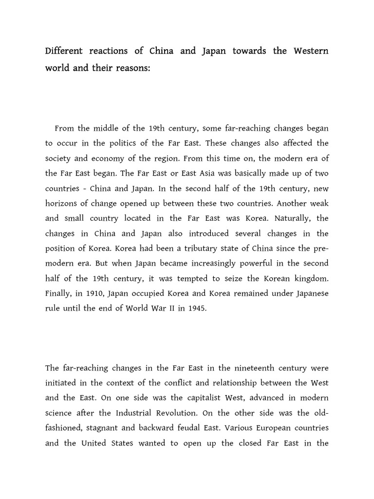 China vs. Japan: Responses to Western Influence | PDF | Japan | Imperialism