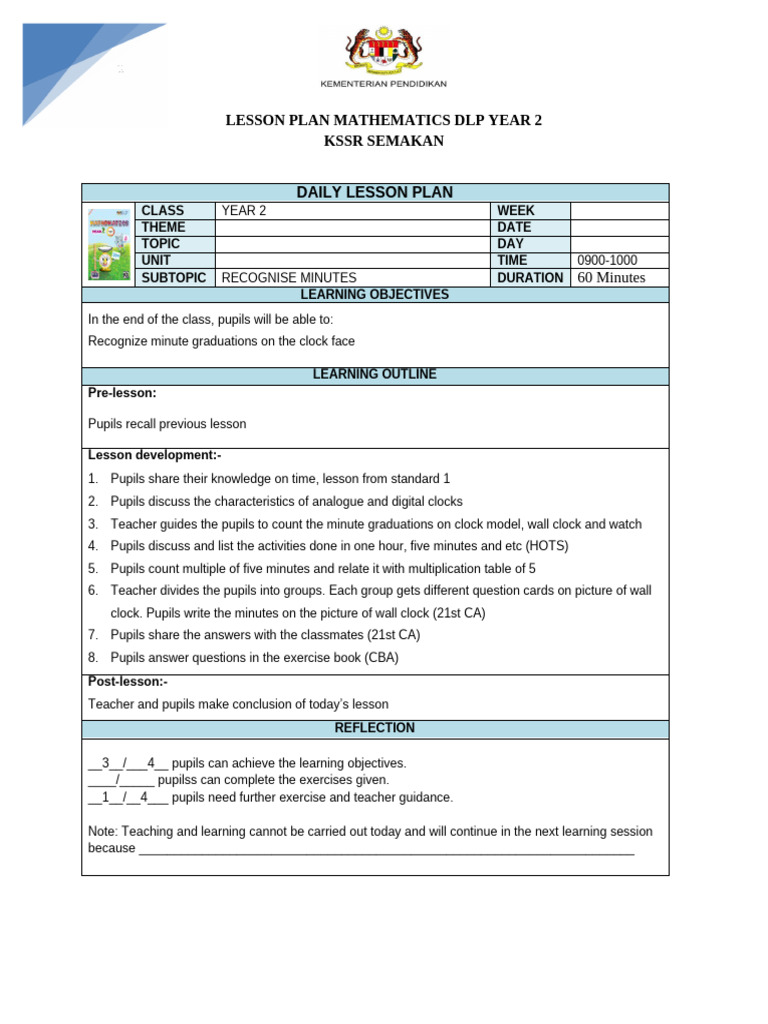 RPH MT DLP THN 2 v3 (Unit 5) | PDF | Lesson Plan | Teachers
