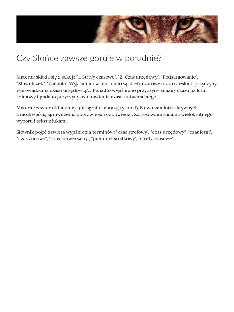 Czy Slonce Zawsze Goruje W Poludnie 2 | PDF
