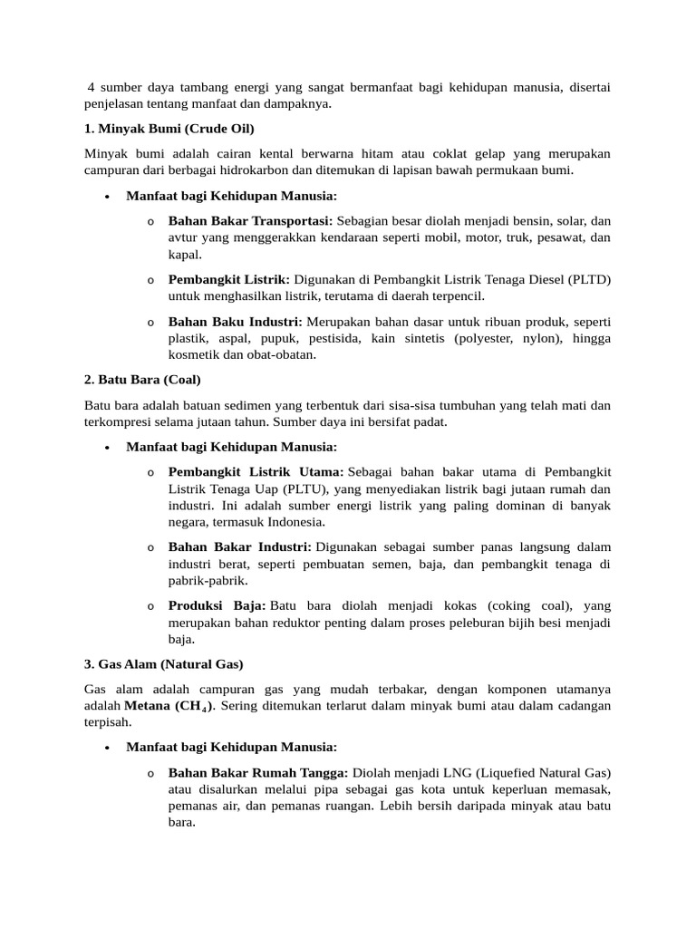Manfaat 4 Sumber Energi Tambang Utama | PDF