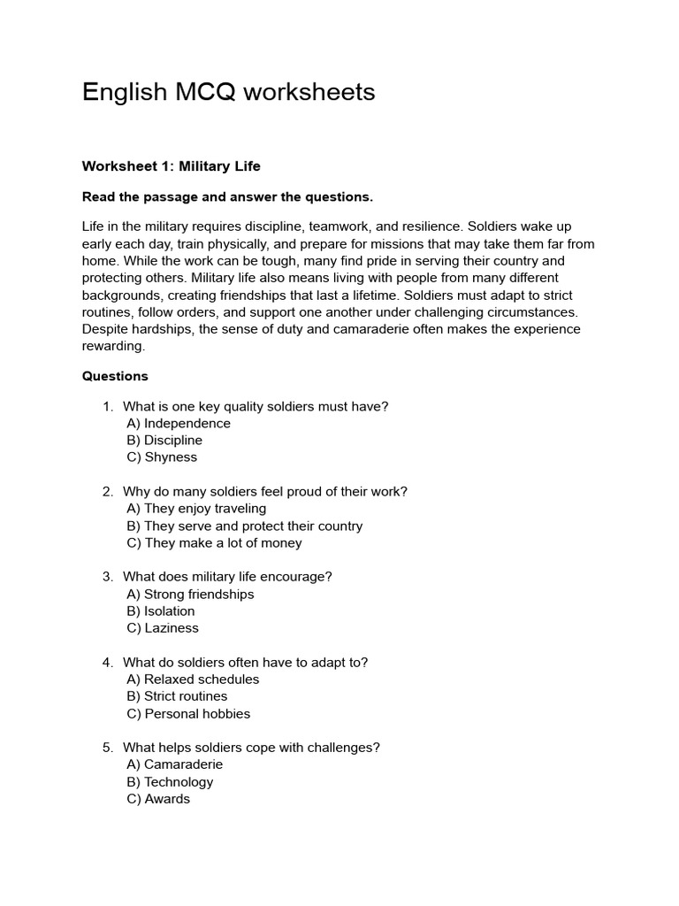 English MCQs on Military, Traffic, and Health | PDF | Gaza Strip | Tanks