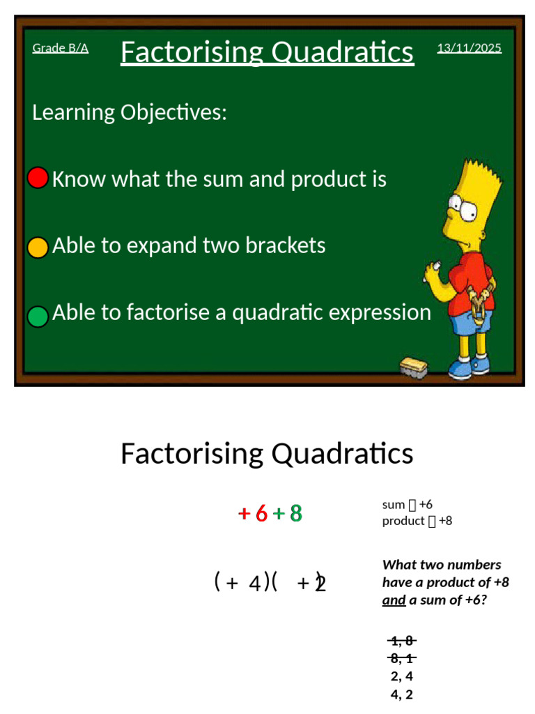 3.4 Factorising Quadratics | PDF | Algebra | Elementary Mathematics
