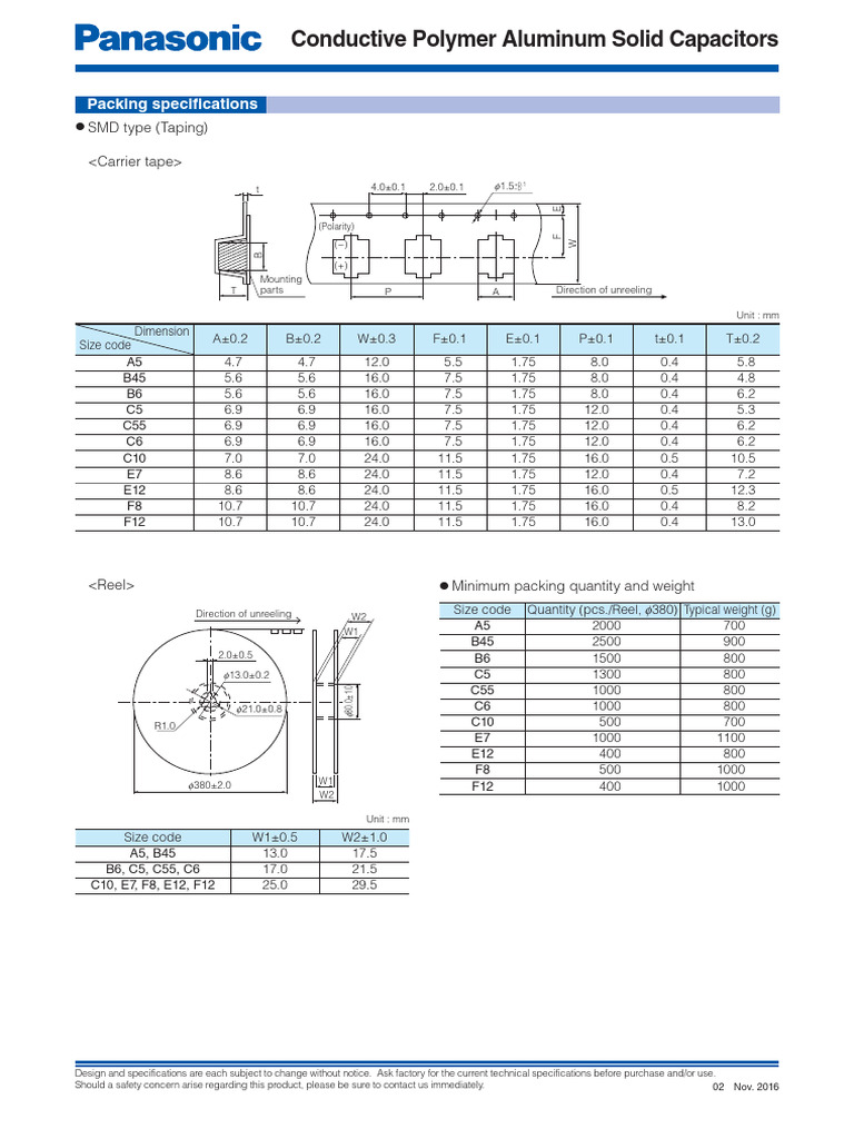 16SVP180M ALU CAP 180uf Packaging Specs | PDF | Electric Power ...
