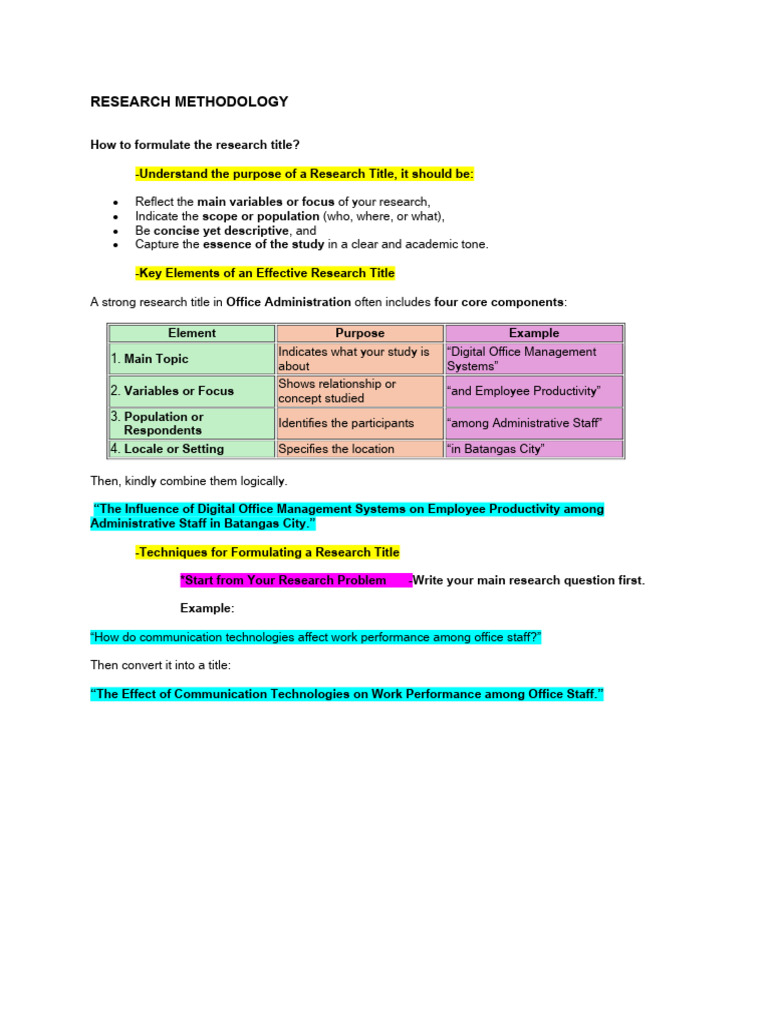 Writing Research Title Picversion Dr. Liza G. Rivera | PDF | Leadership ...