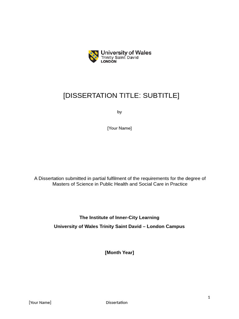 Dissertation Template MSC PHSCiP - 2024-2025 Feb FINAL Version | PDF ...