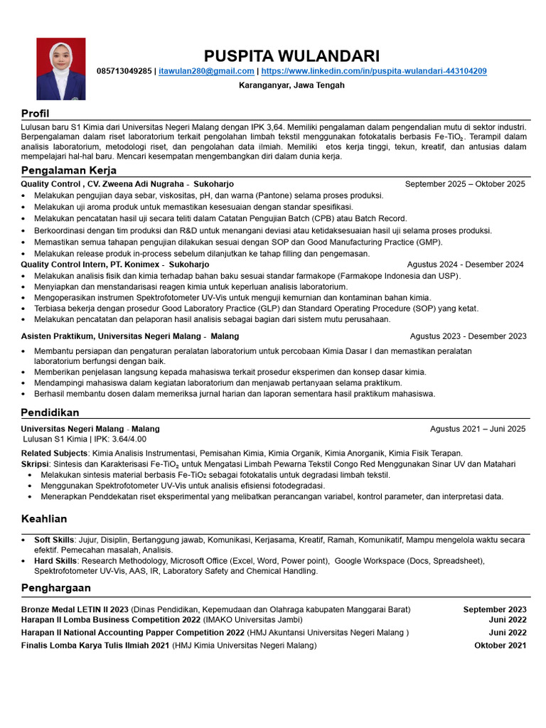 Puspita Wulandari_CV (1) | PDF