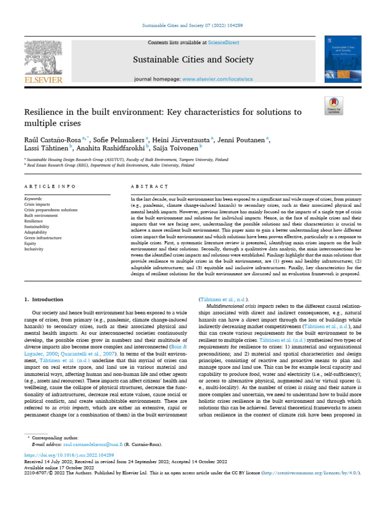 Article 2 - Resilience in The Built Environment - Key Characteristics ...