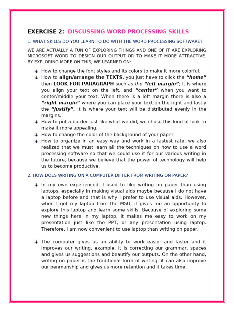 Altom - Ex 2 | PDF | Word Processor | Writing