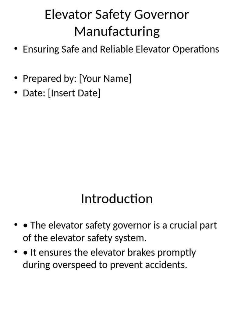Elevator Safety Governor Overview | PDF