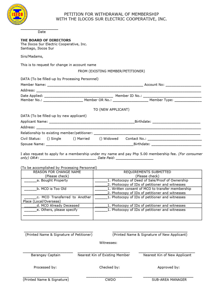 ISECO Account Name Change | PDF
