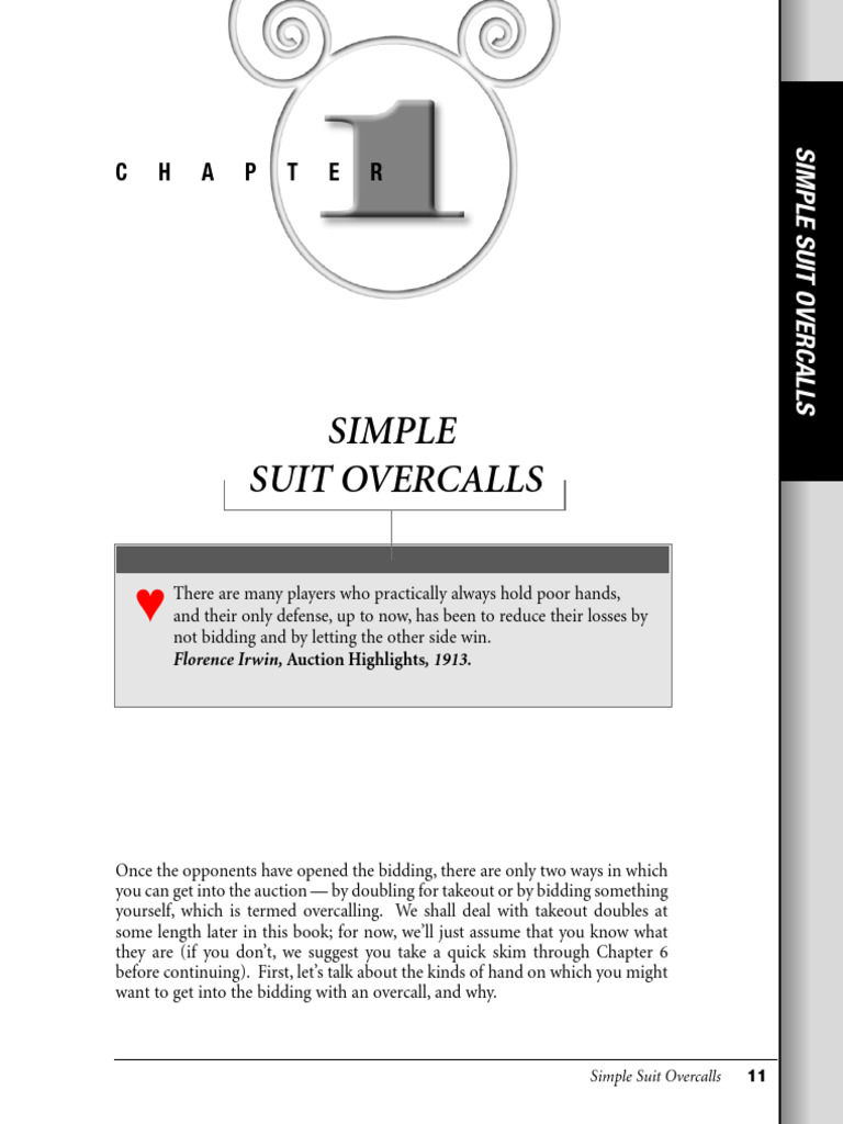 Mastering Simple Suit Overcalls in Bridge | PDF | Contract Bridge ...