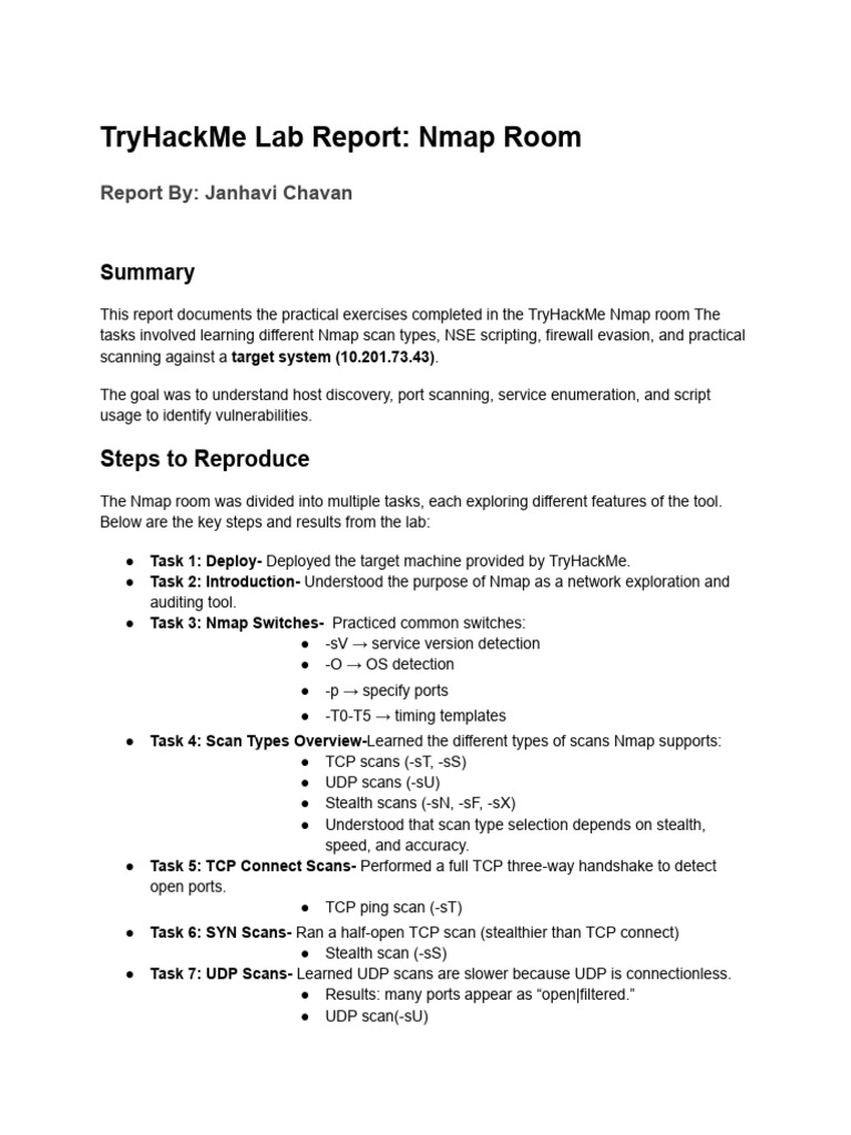 Nmap (THM) Report | PDF | Transmission Control Protocol | Firewall ...