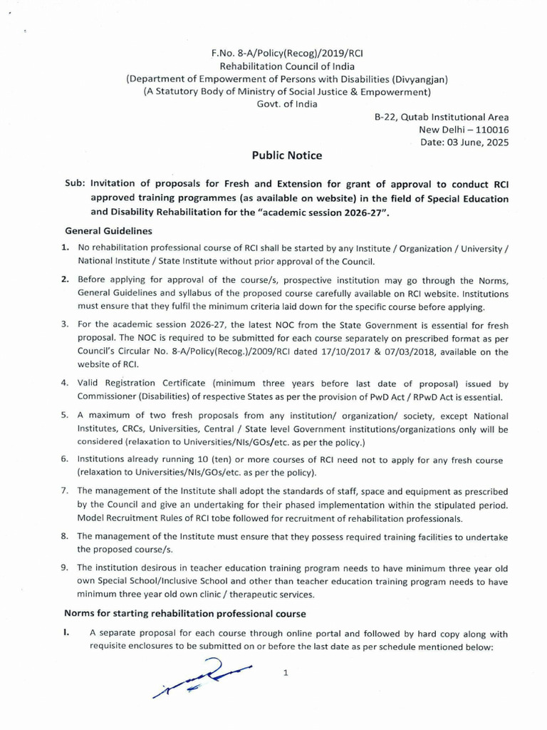 RCI Proposal Guidelines for 2026-27 | PDF