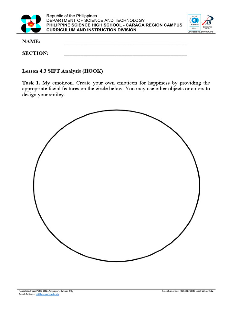Lesson 4.3 (Hook) Task 1. My Emoticon | PDF