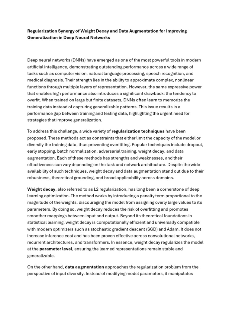 Regularization Synergy of Weight Decay and Data Augmentation | PDF ...