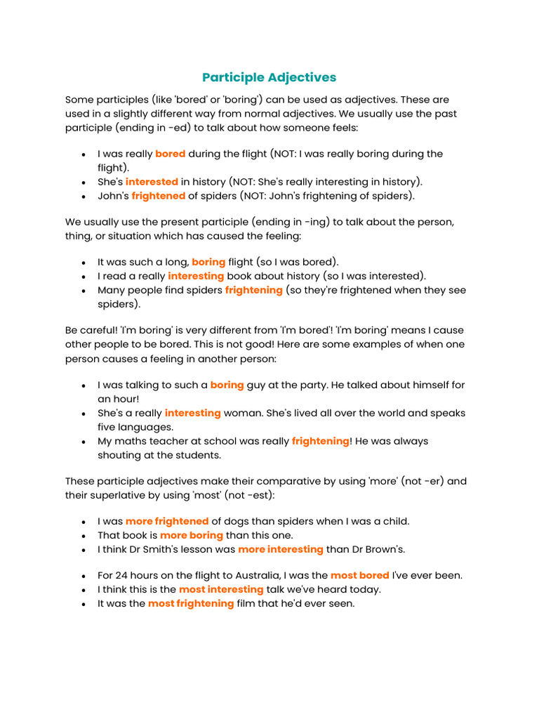 Understanding Participle Adjectives | PDF