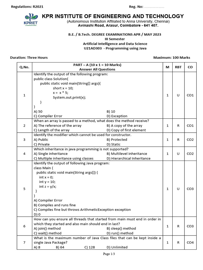 U21AD303 | PDF | Computer Engineering | Software Engineering