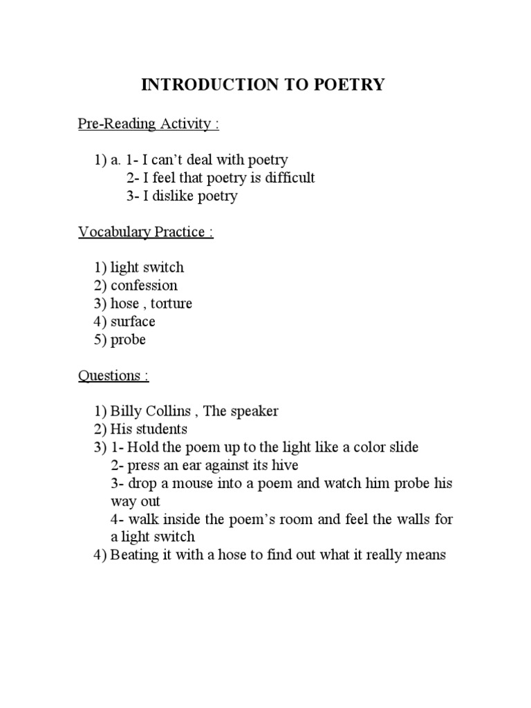 Understanding Poetry: A Student's Guide | PDF | Poetry | Reading (Process)