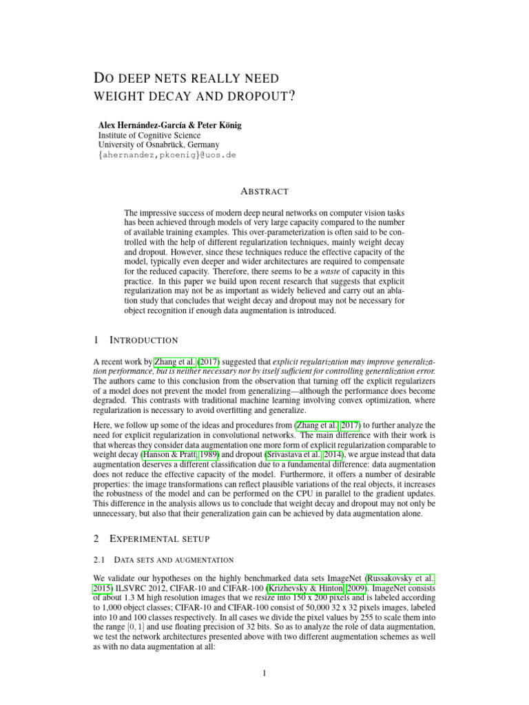 Do Deep Nets Really Need Weight Decay and Dropout | PDF | Deep Learning ...