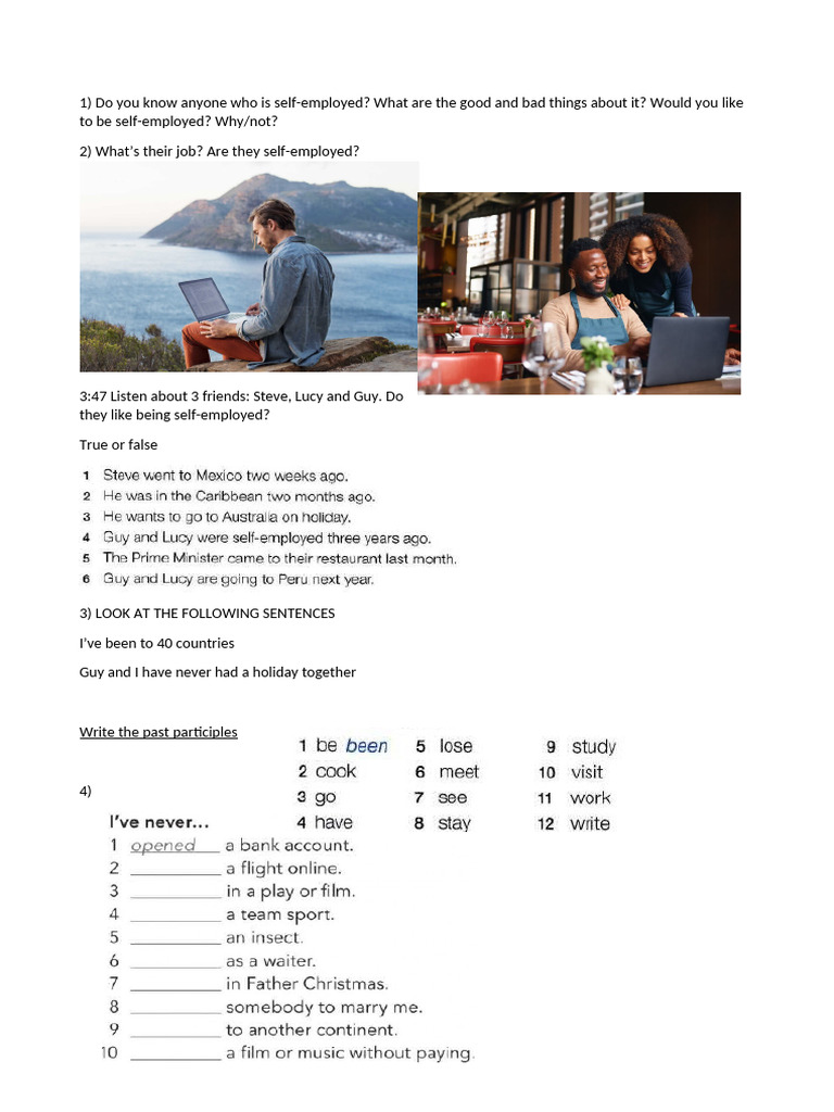 a2 Present Perfect Experiences | PDF