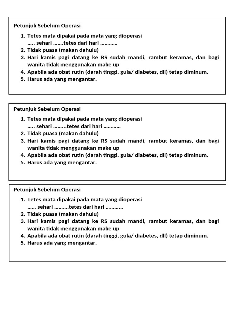 Panduan Persiapan Sebelum Operasi | PDF