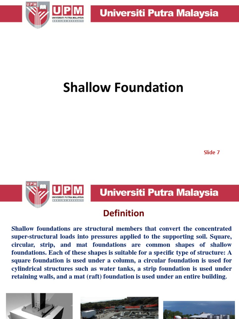 Slide 7 - Shallow Foundation | PDF | Foundation (Engineering) | Deformation (Engineering)