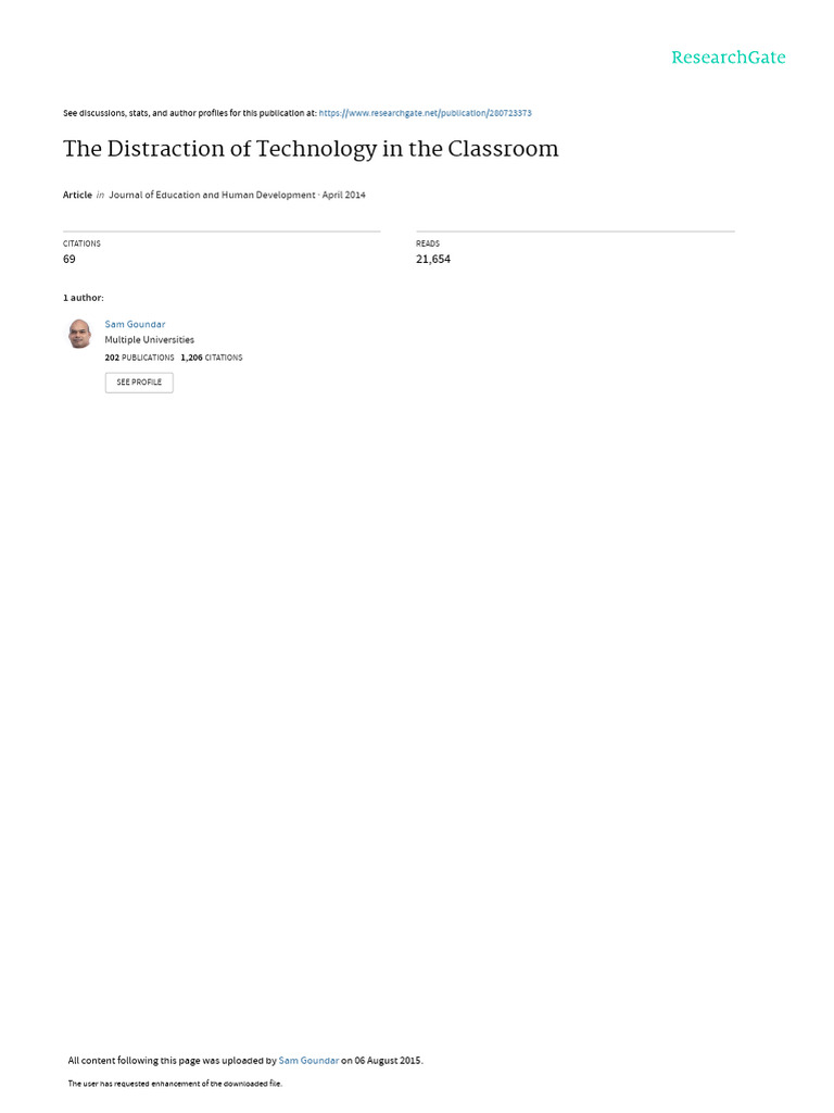 The Distraction of Technology in The Classroom: Journal of Education ...