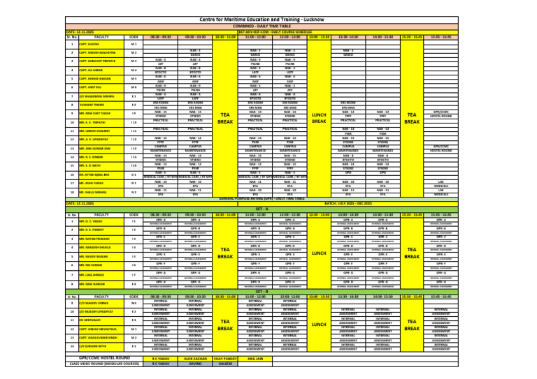 General Purpose Rating Daily Timetable | PDF