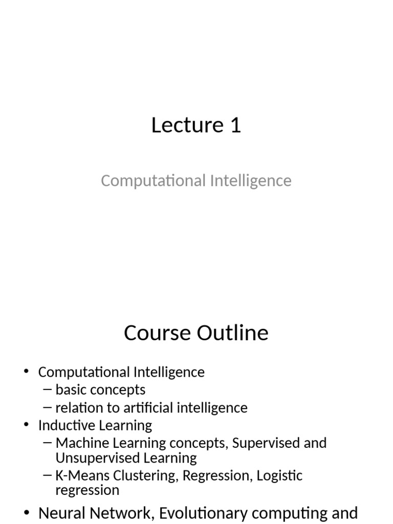 CI Lecture 1 | PDF | Neuron | Biology